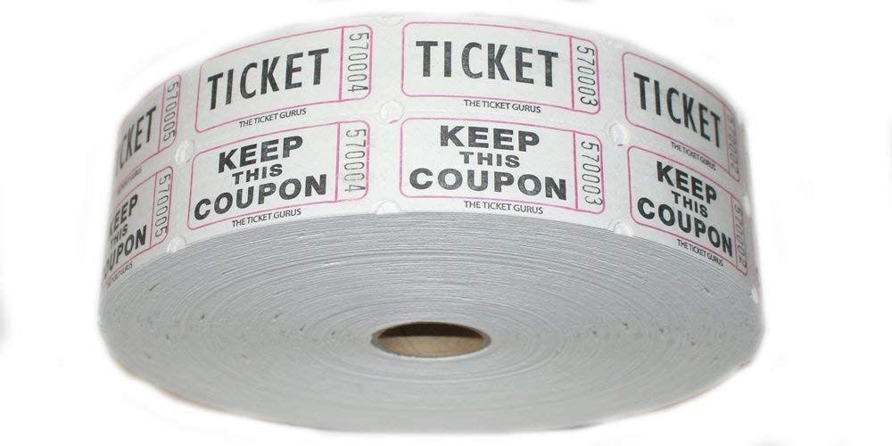 Double Admission Ticket Roll – White – Office Systems Aruba