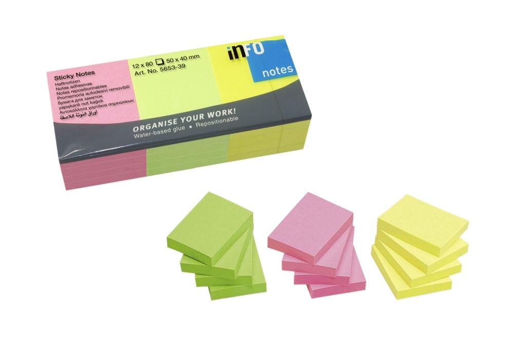 Info Sticky Notes 50 x 40mm – Neon Colors – Office Systems Aruba
