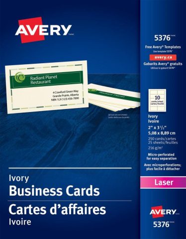 Avery Two Sided Printable Business Cards – Ivory (5376) | Office ...